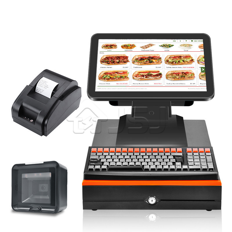 POS Machine 15.6 inch Dual Screen Restaurant Coffee Shop POS Mesin ...
