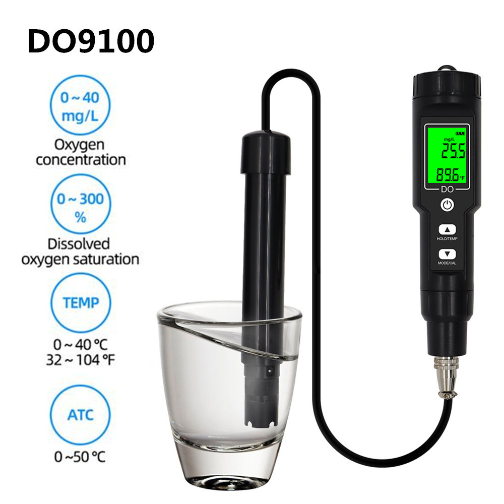 DO9100 Digital Dissolved Oxygen Meter 0.0-40.0 Mg/L Waterproof ATC 0.0 ...