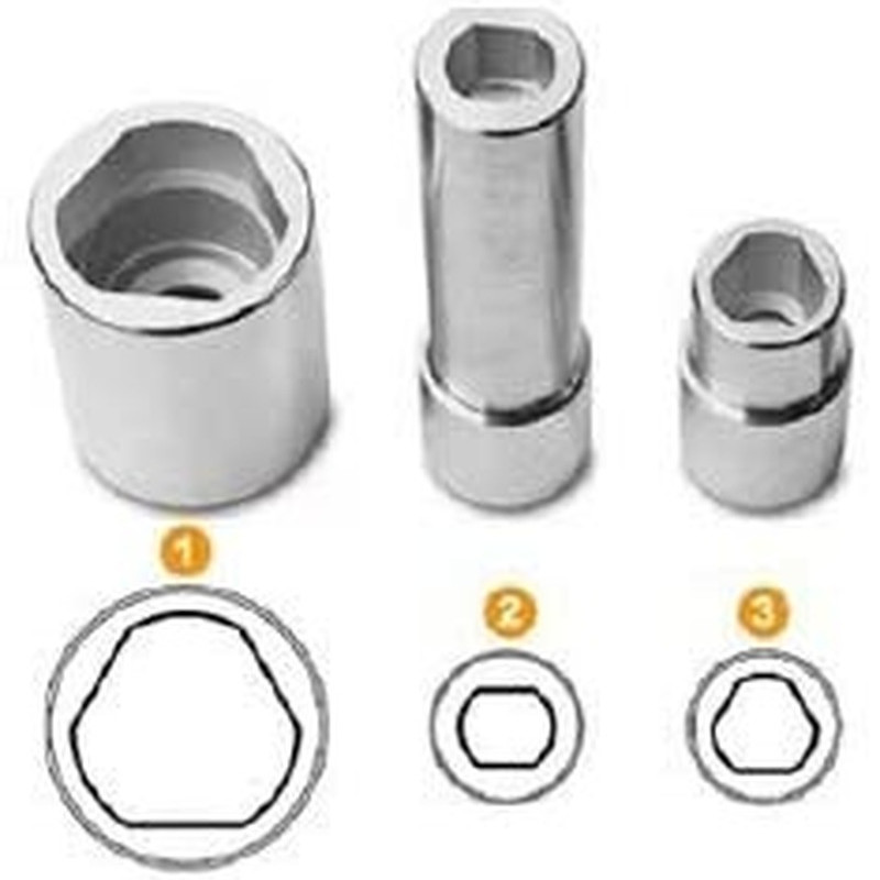 3PC 1/2 Triangular Multi-Toothed Socket and Tool Nuts for VE Bosch Fuse ...