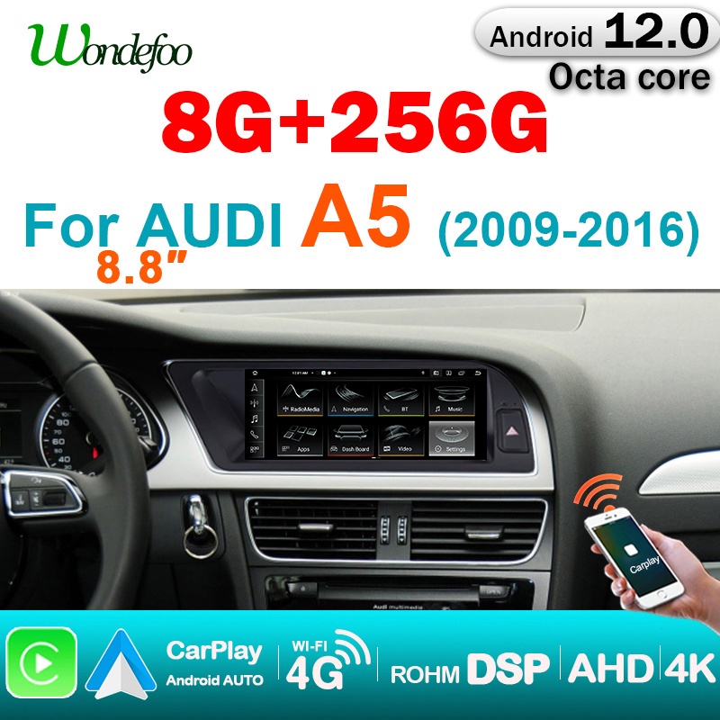 ┱Wireless carplay 8CORE Android 12 Car Radio GPS audio Screen For Audi A5 2009-2016 Auto RADIOS ...