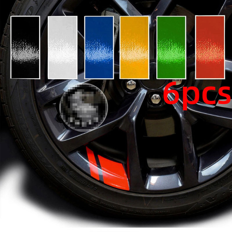 ☮6Pcs Car Sticker Reflective Car Wheel Rim Vinyl Warning Stickers Hash ...