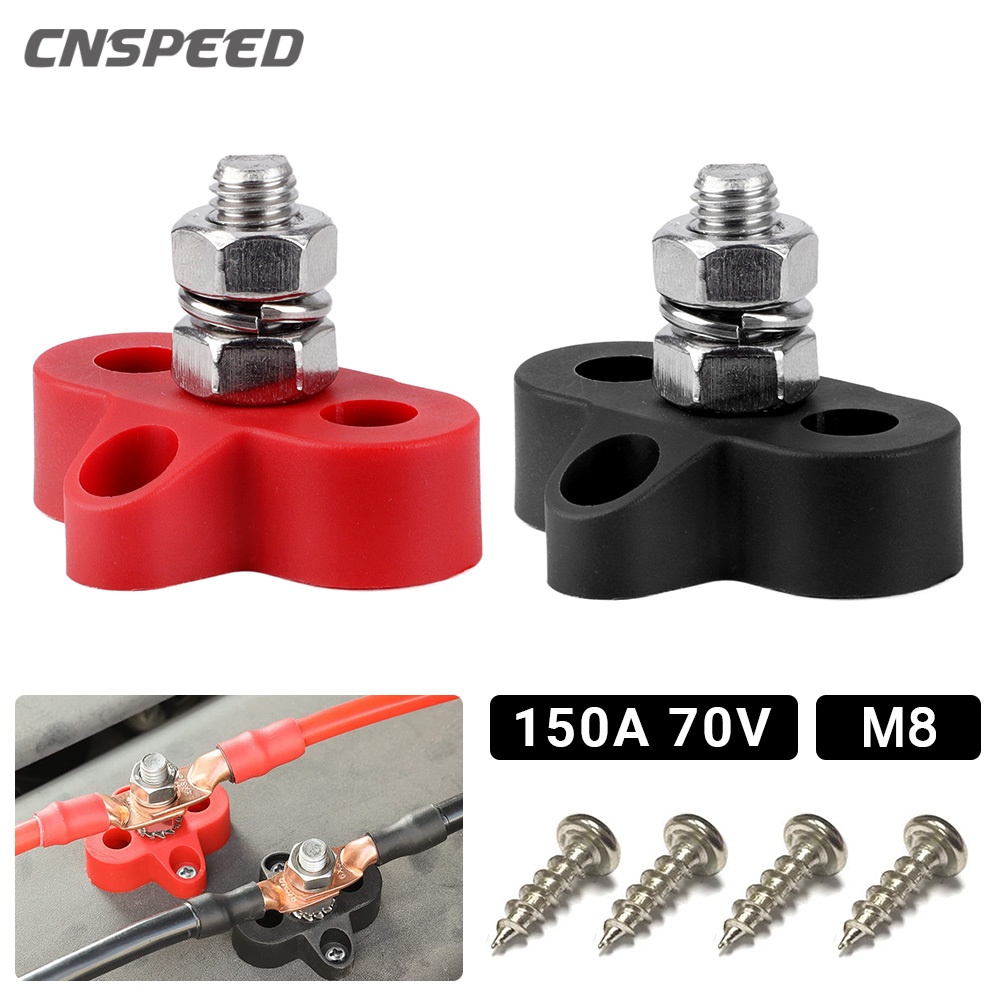 ⋛170A DC 70V Busbar Terminal Block M8 Stud 5/16'' Positive Negative Power Distribution Stud for ...