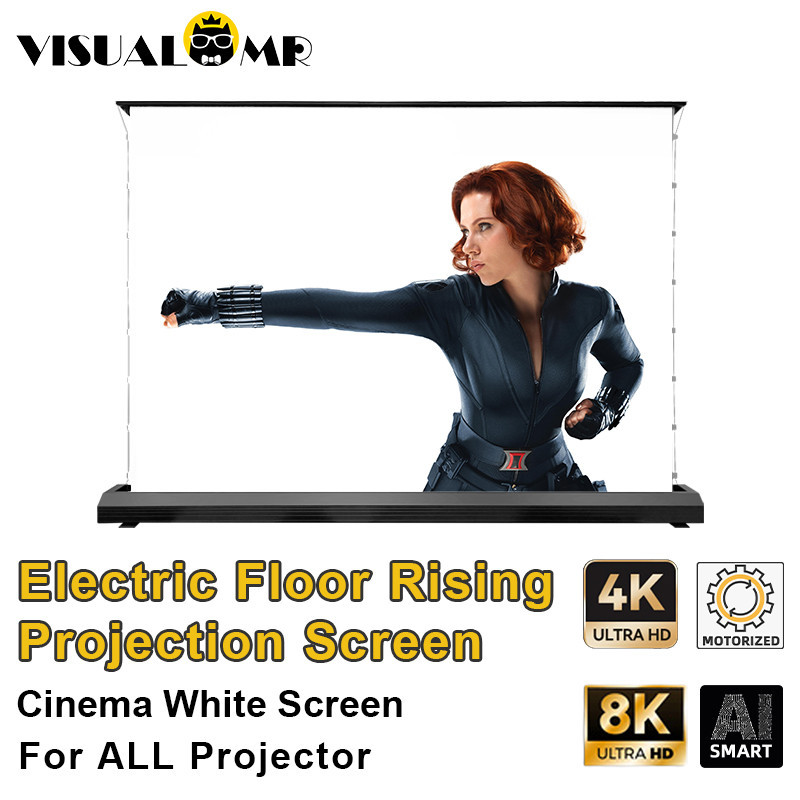 ♡Newly Upgraded Electric Floor Rising Projection Screen Tab-Tensioned ...