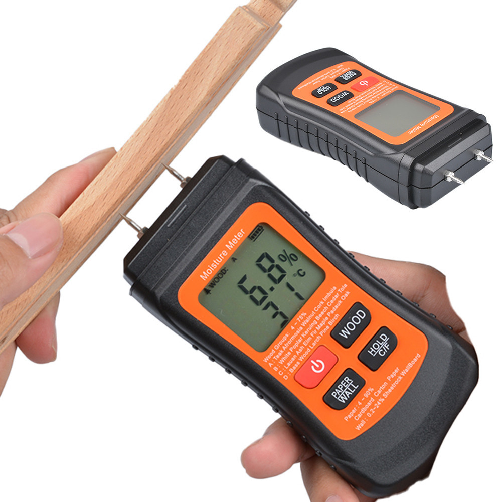 Two Pins Paper Humidity Tester Backlit Digital Timber Damp Detector ...