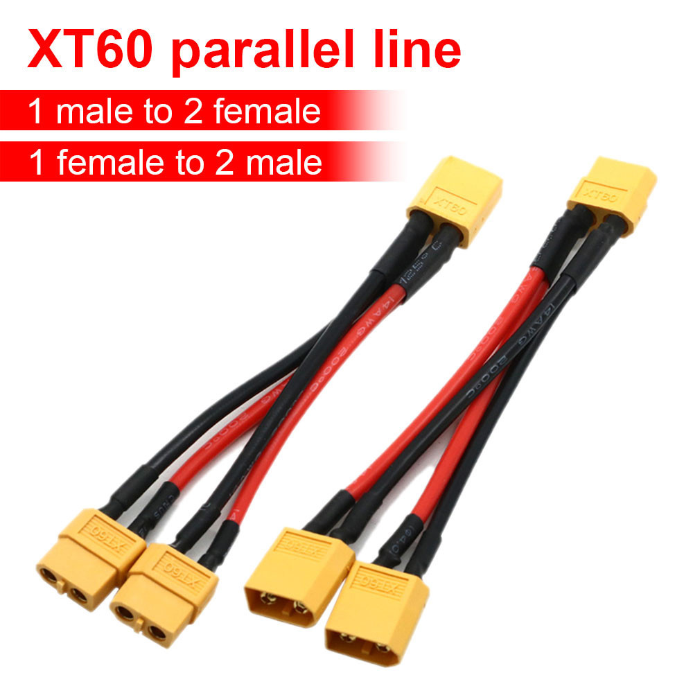 XT60 Male/Female Cable Parallel Battery Connector 3-Way 14AWG Silicone ...
