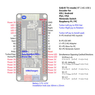 SJ@JX Arcade Game Encoder Tri-mode Bluetooth 2.4G USB Turbo SOCD ...