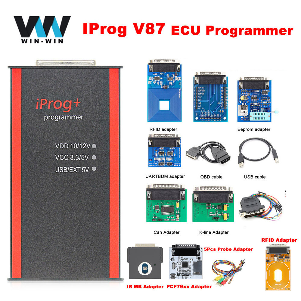 ⚜IPROG Pro V87 Full Set Car ECU Key Programmer Tools Iprog+ Eeprom IMMO ...