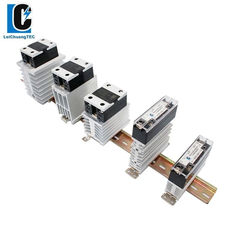 DC To AC 10A 25A 40A 60A 80A 100A 120A Industrial SSR Relay With Heat Sink Solid State Relay DIN ...
