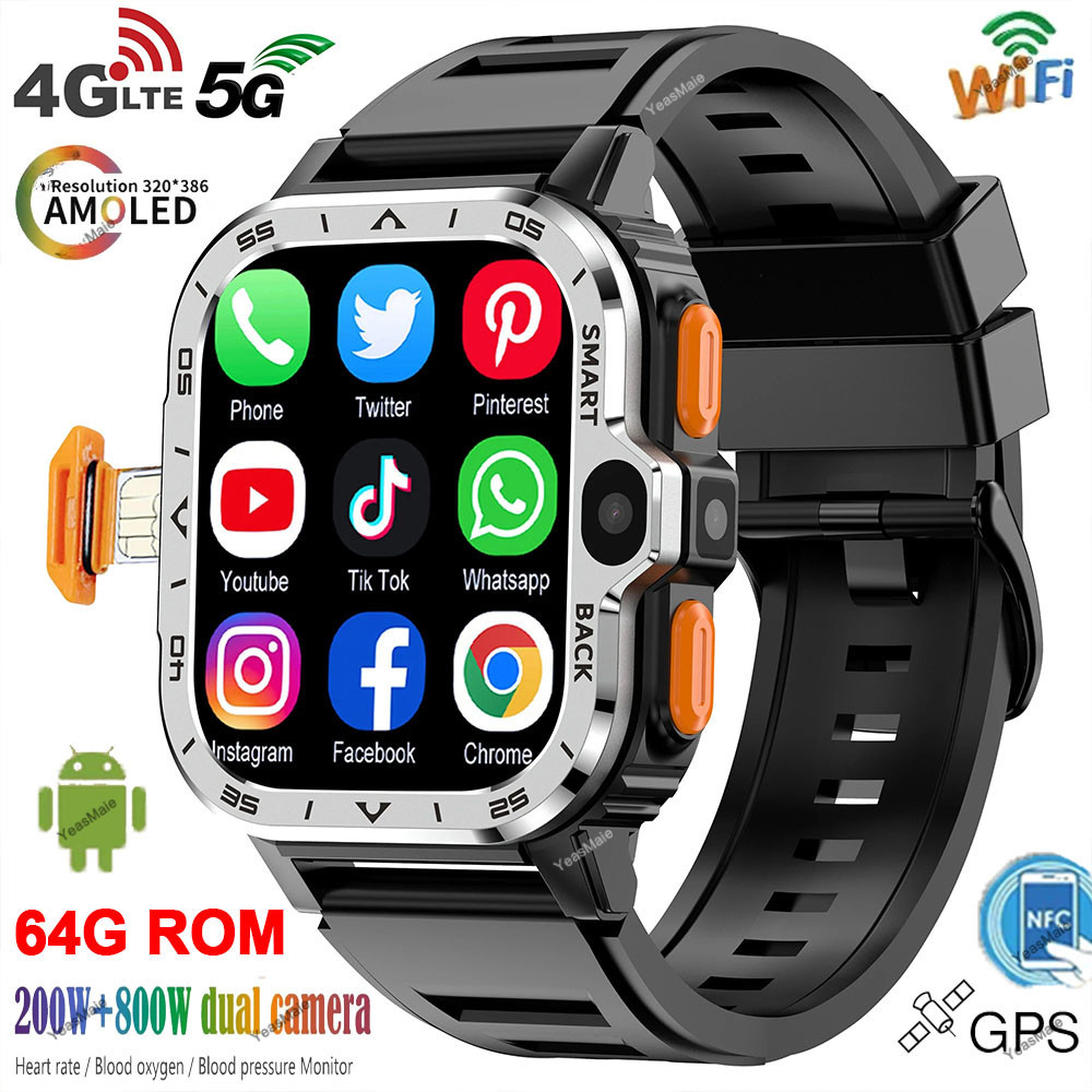 New SmartWatch 4G LTE GPS Wifi SIM Card NFC Dual Camera Rugged 16/64G ...