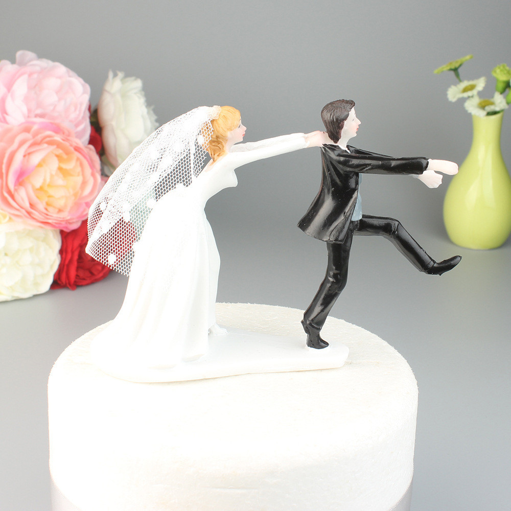 -Wedding Bride and Groom Cake Toppers The Escaped Runaway Groom Funny ...