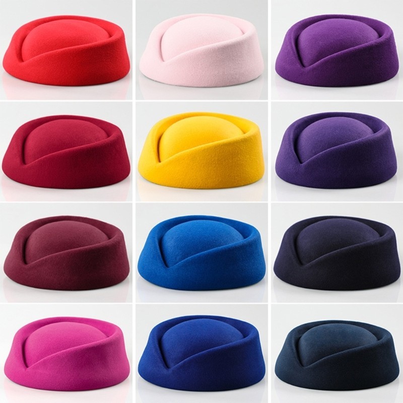 Solid Color Female Flight Attendant Hat Sweet Business Uniform Live ...