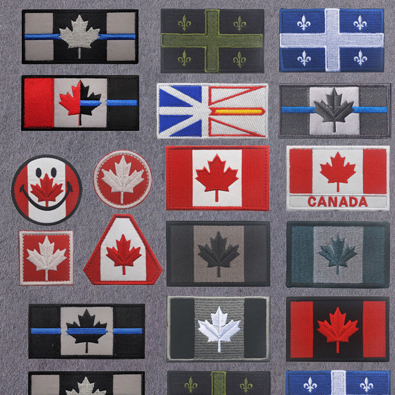 Canadian Flag Luminous Embroidered Patches Canadian Maple Leaf Quebec Newfoundland Flag Tactical ...