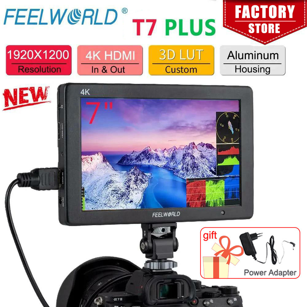 ⋌Feelworld T7 PLUS 7 Inch 3D LUT On Camera Field DSLR Monitor 4K HDMI ...