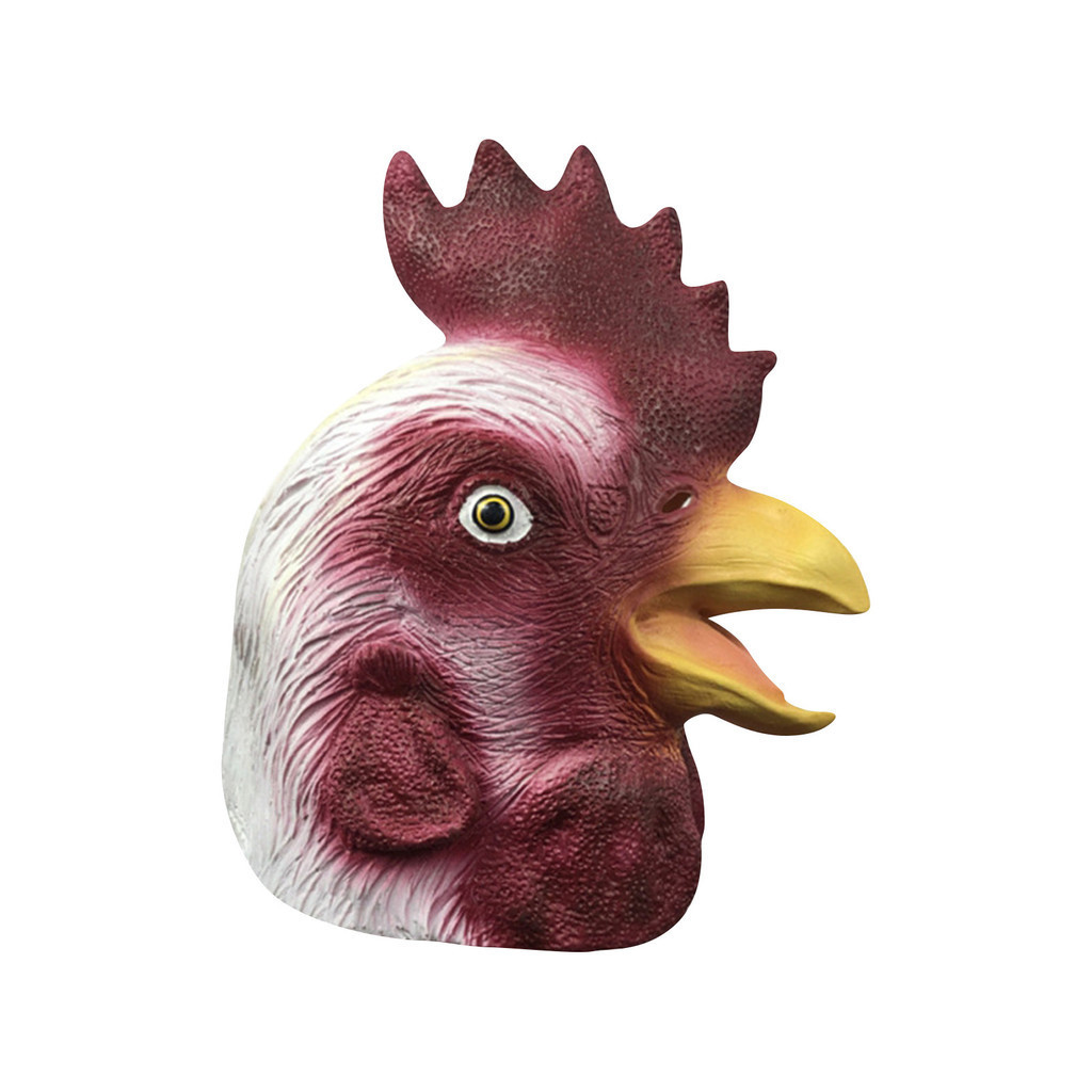☬Cute Big Rooster Animal Head Mask Makeup Ball Funny Latex Headwear ...