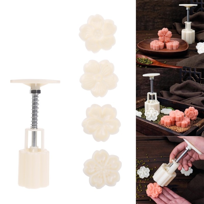 E5BB Mooncake Stamps Hibiscus Shape DIY Mooncake Moulds Festival DIY ...