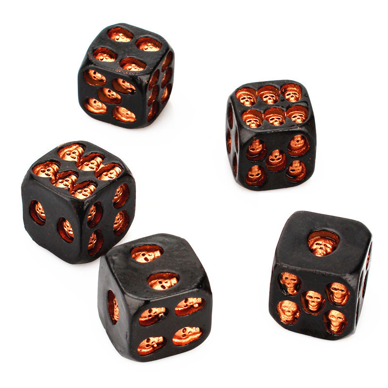 Dice Set 18mm Gold and Silver Skull Dice Set Nightclub Bar Chess Game ...