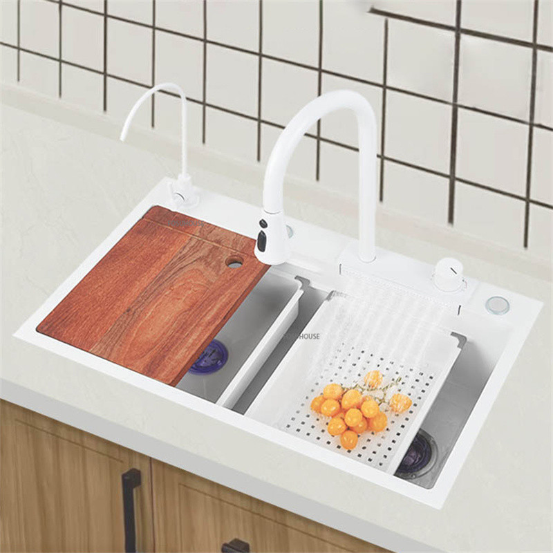 ☃Waterfall Kitchen Sink Stainless Steel Modern Multifunctional Large ...
