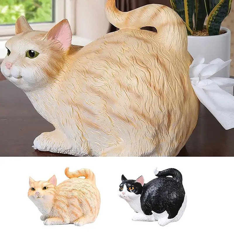 Cat Tissue Box Cartoon Creative Cat Butt Tissue Box Funny Cat Resin ...