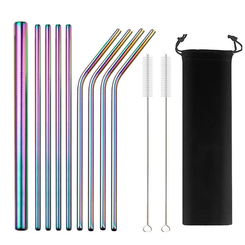 Reusable Metal Drinking Straws 304 Stainless Steel Straw Sturdy Bent ...