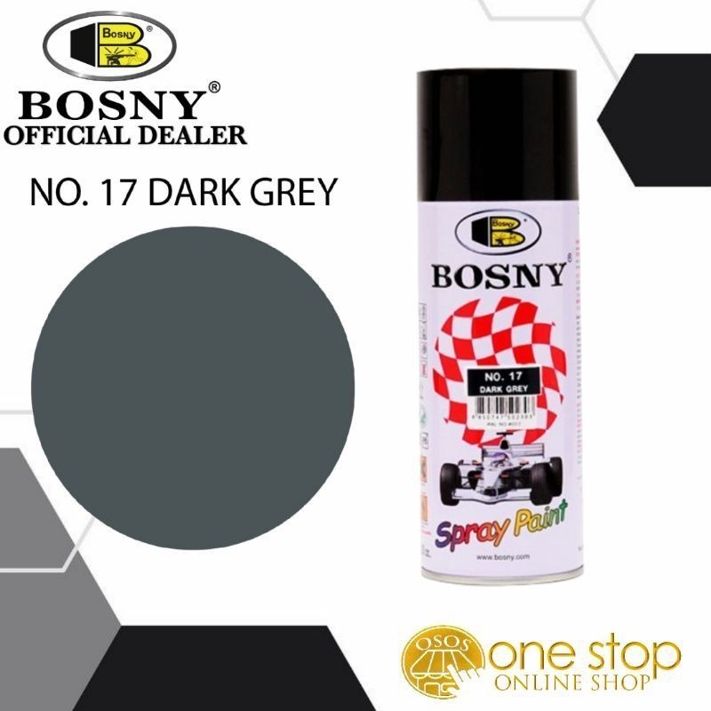 Bosny 100% Acrylic Spray Paint Dark Grey No.17 •OSOS• | Shopee Philippines