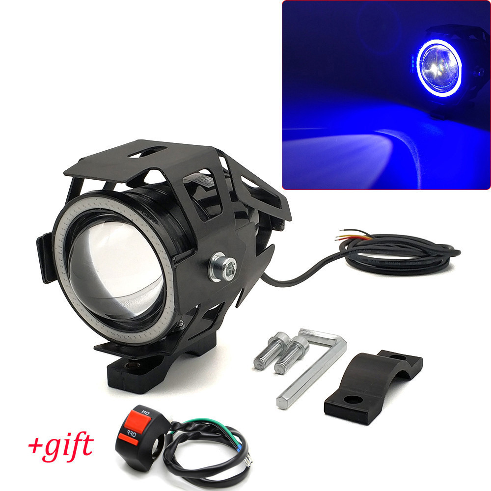 ⋚U7 LED Light Motorcycle Angel Eyes Headlight Spotlights Auxiliary ...