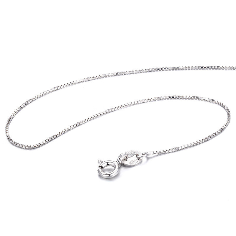 35cm-80cm 0.65mm Thin Real 925 Sterling Silver Slim Box Chain Necklace ...