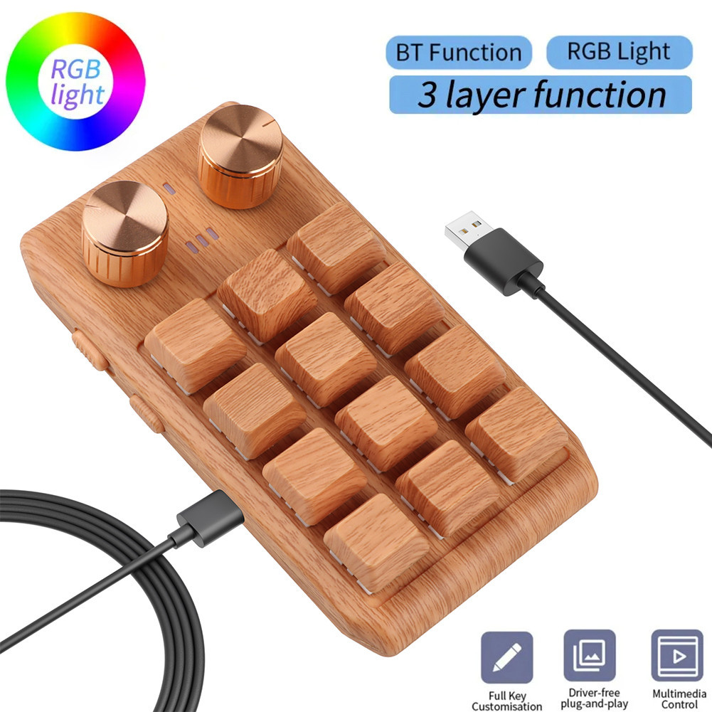 ️Macro Custom Keyboard RGB Programming Mechanical Keyboard 2 Knob 12 ...