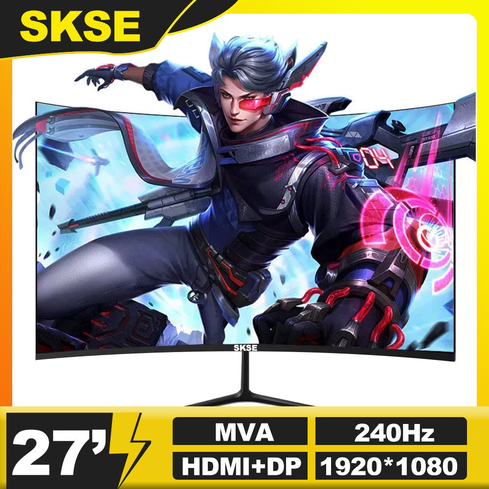 ☾SKSE 27 Inch Monitor LCD 240HZ Display Curved Screen Computer Gaming ...