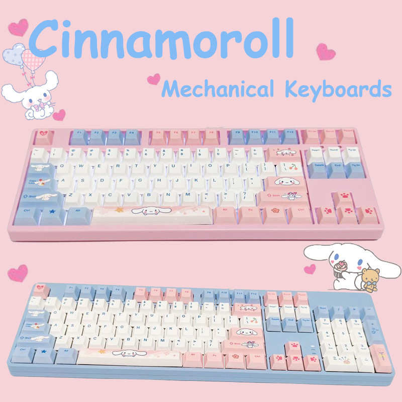♥Sanrio Kawaii Anime Cinnamoroll Keyboard Girl Style Cute Mechanical ...