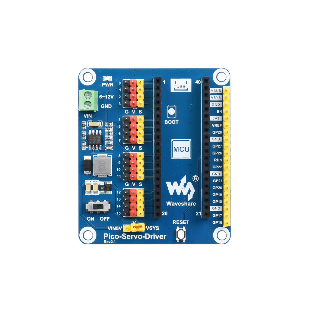 Waveshare Servo Driver Module For Raspberry Pi Pico, 16-Channel Outputs, 16-Bit Resolution, Idzt ...
