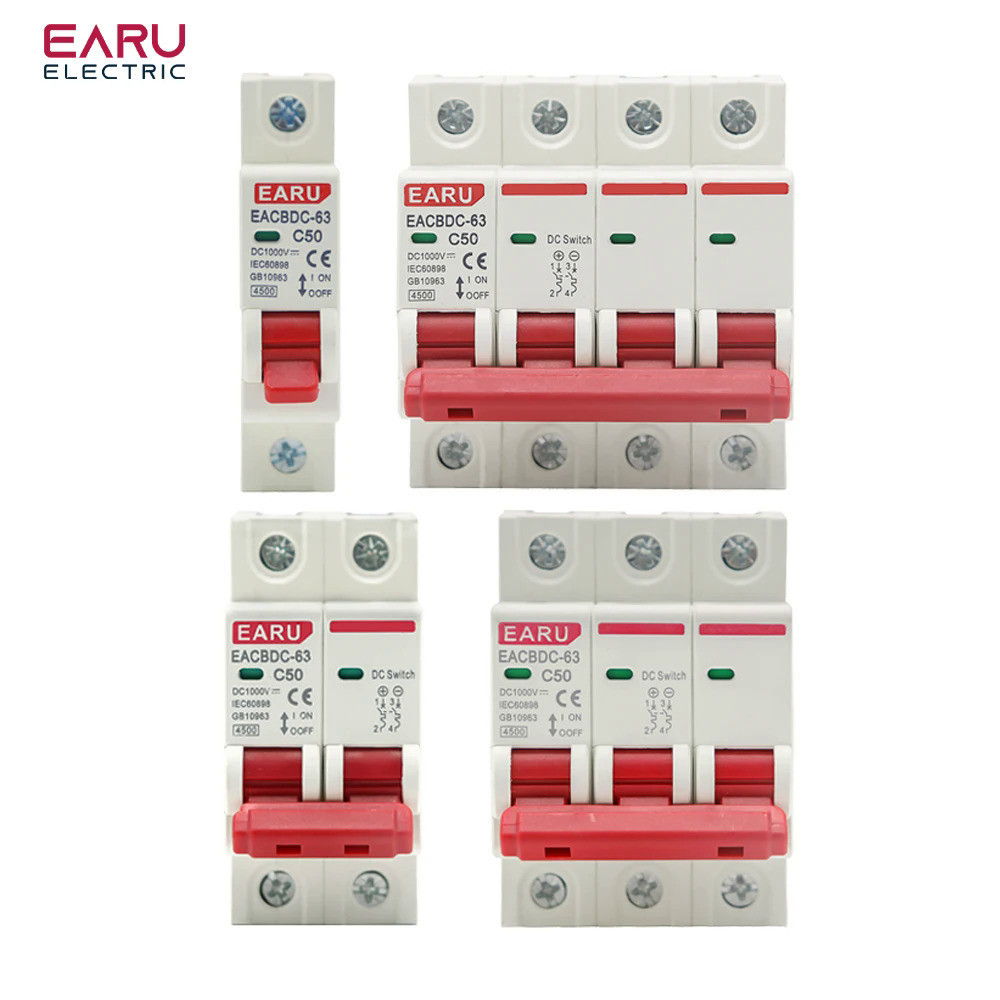 DC 1000V 1P 2P 3P 4PSolar Mini Circuit Breaker Overload Protection Switch 6A 10A 16A 20A 25A 32A ...