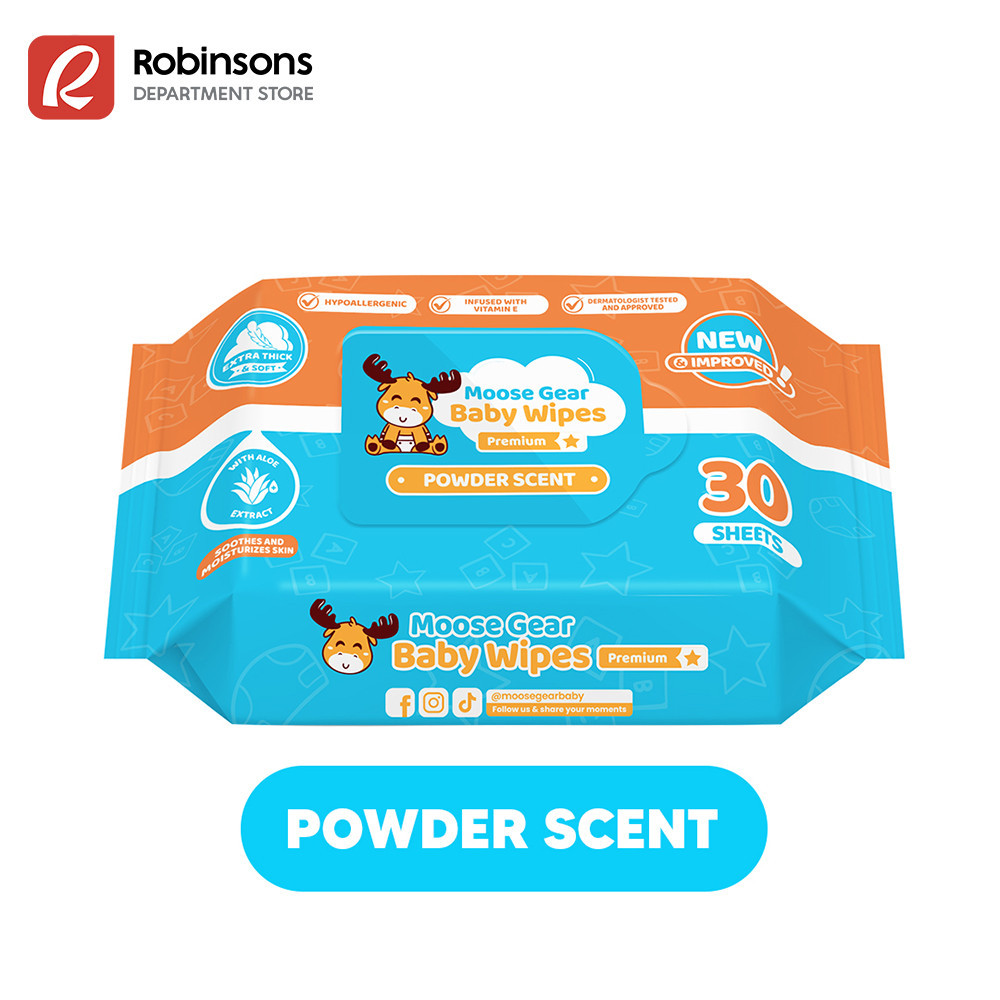 Moosegear Baby Travel Pack Wipes Powder Scent 30 sheets | Shopee ...