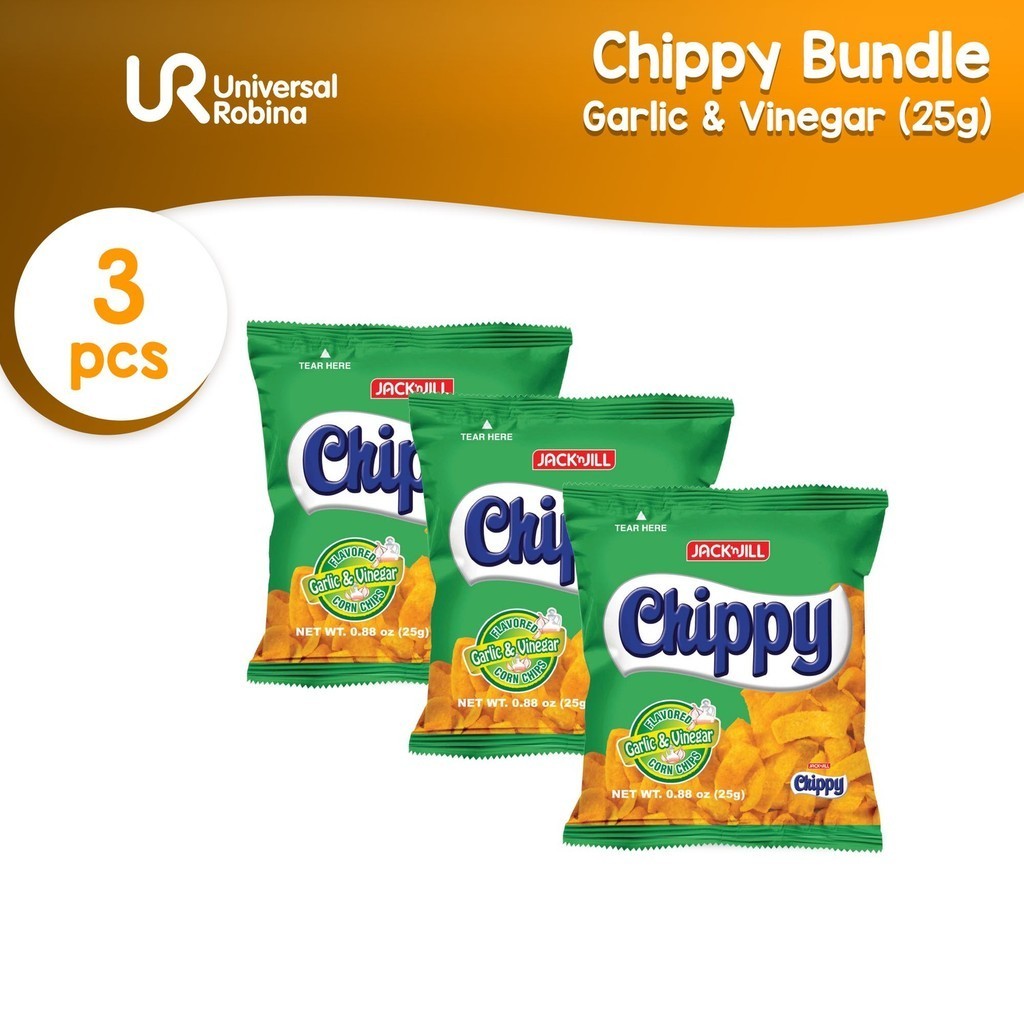 Chippy Garlic & Vinegar Flavored Corn Chips 25g - 3 packs | Shopee ...