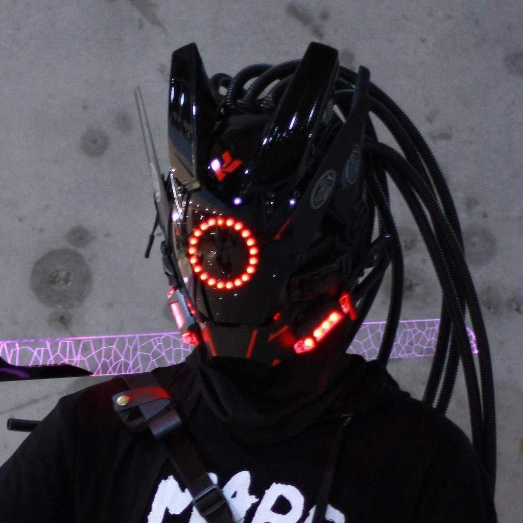 ☢Project El With Led Light Pipe dreadlocks Punk HD Mask Cosplay Shinobi ...