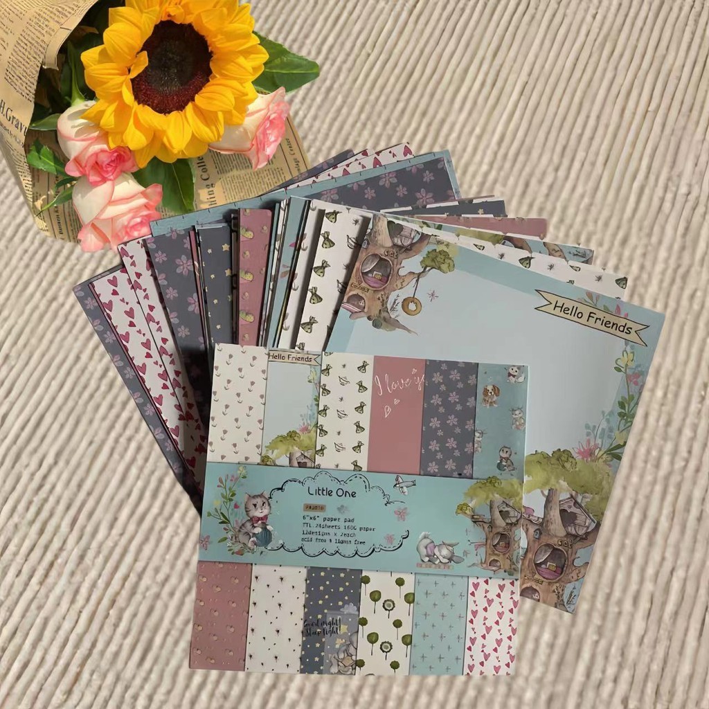 24 animal cute cat series patterns for scrapbook paper origami art ...