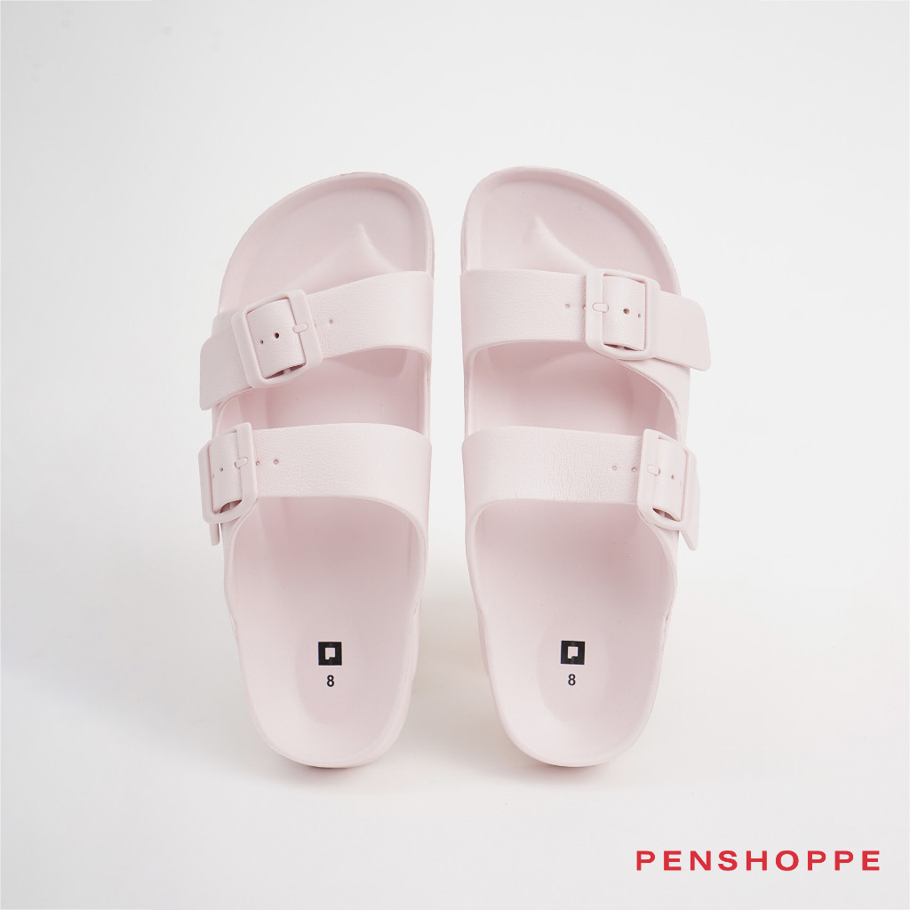 Penshoppe Two Band Slides Slippers For Women (Baby Pink/Black/Bone ...