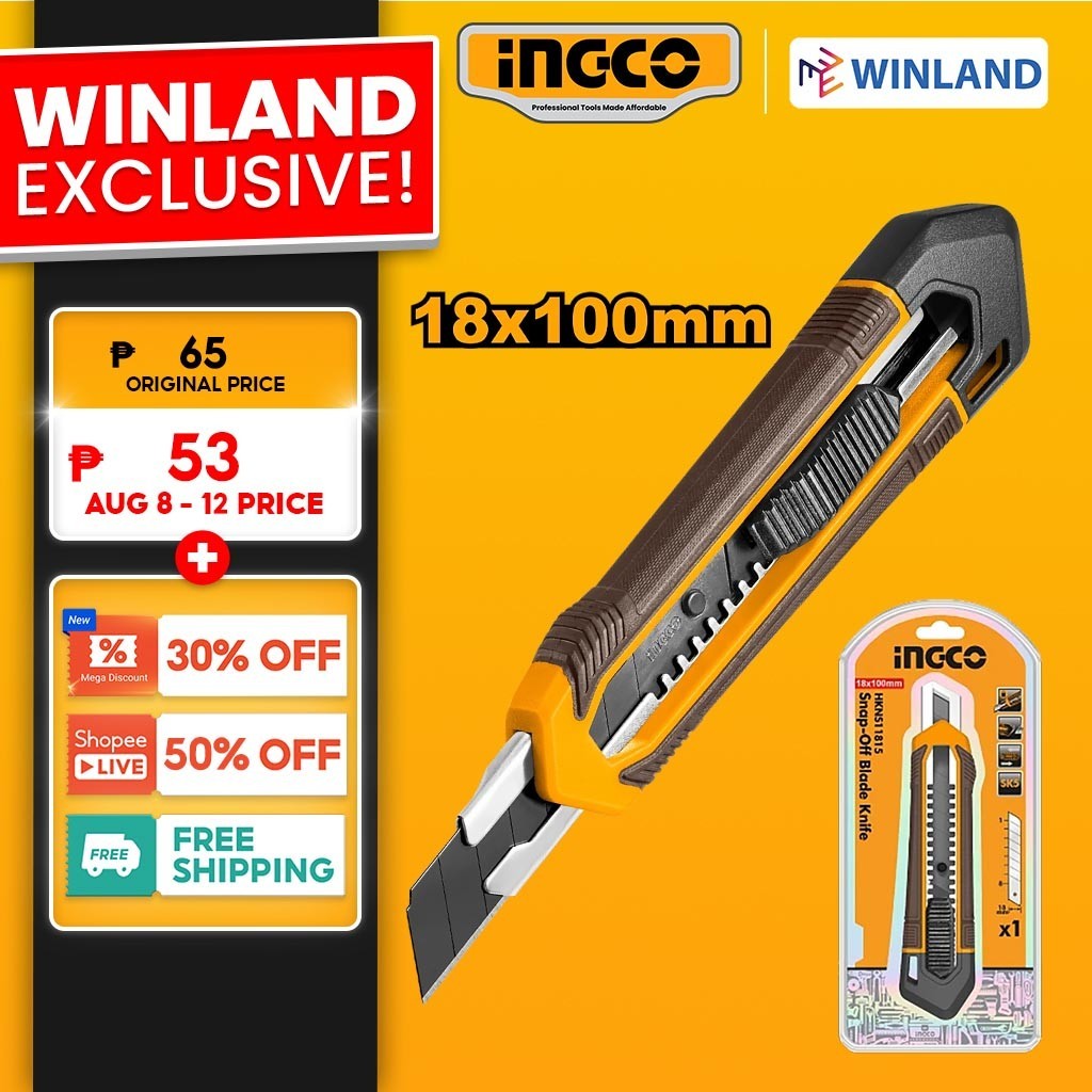 Ingco by Winland Industrial Snap-Off Blade Cutter Knife 18mmx100mm ...