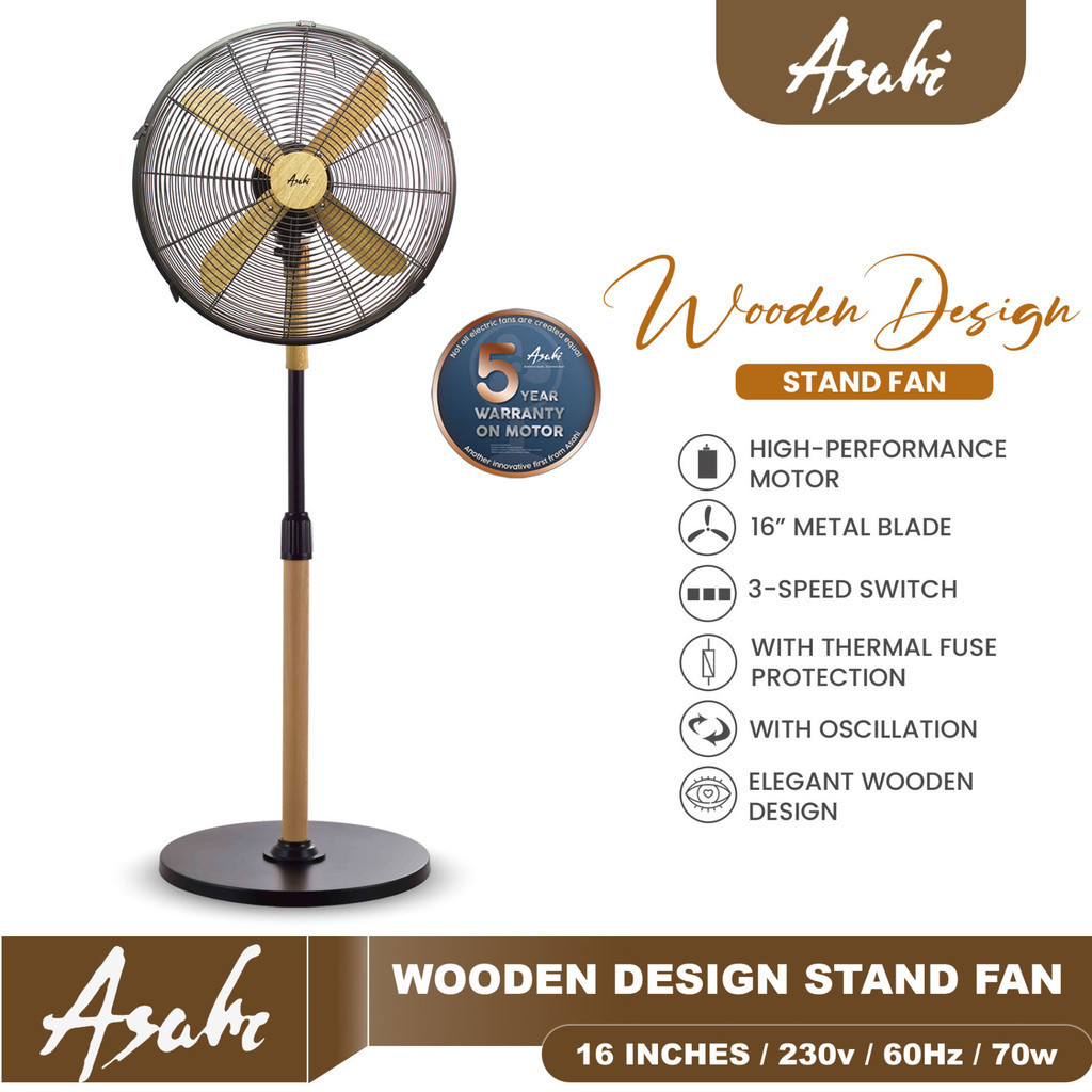 Asahi Electric Fan Retro Wooden Stand Fan - Gold Mind Everyday Low ...