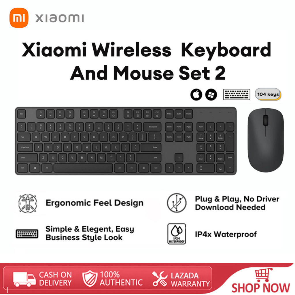 Xiaomi Wireless Keyboard Mouse Set 2 2.4GHz 104 Keys Windows/Mac ...