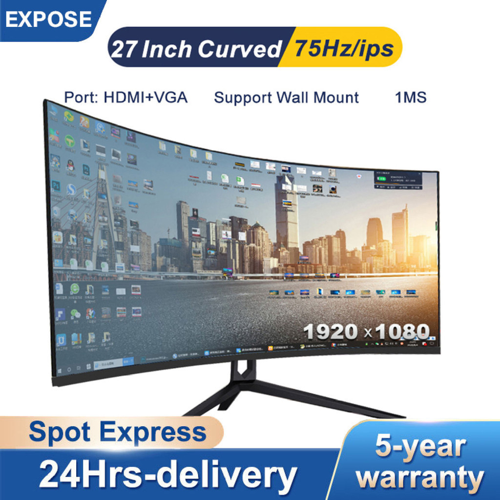 Expose Computer Monitor 19/22/24/27 Inch FULL HD 1080P/2K/4K Curved ...