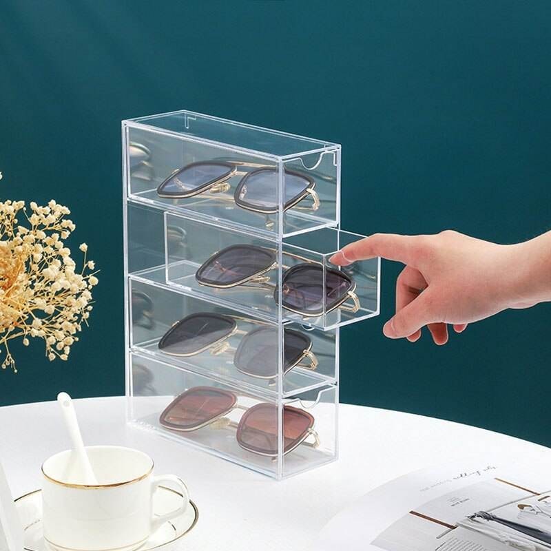Acrylic Glasses Case Four Layers of Desktop Display Box Dustproof ...