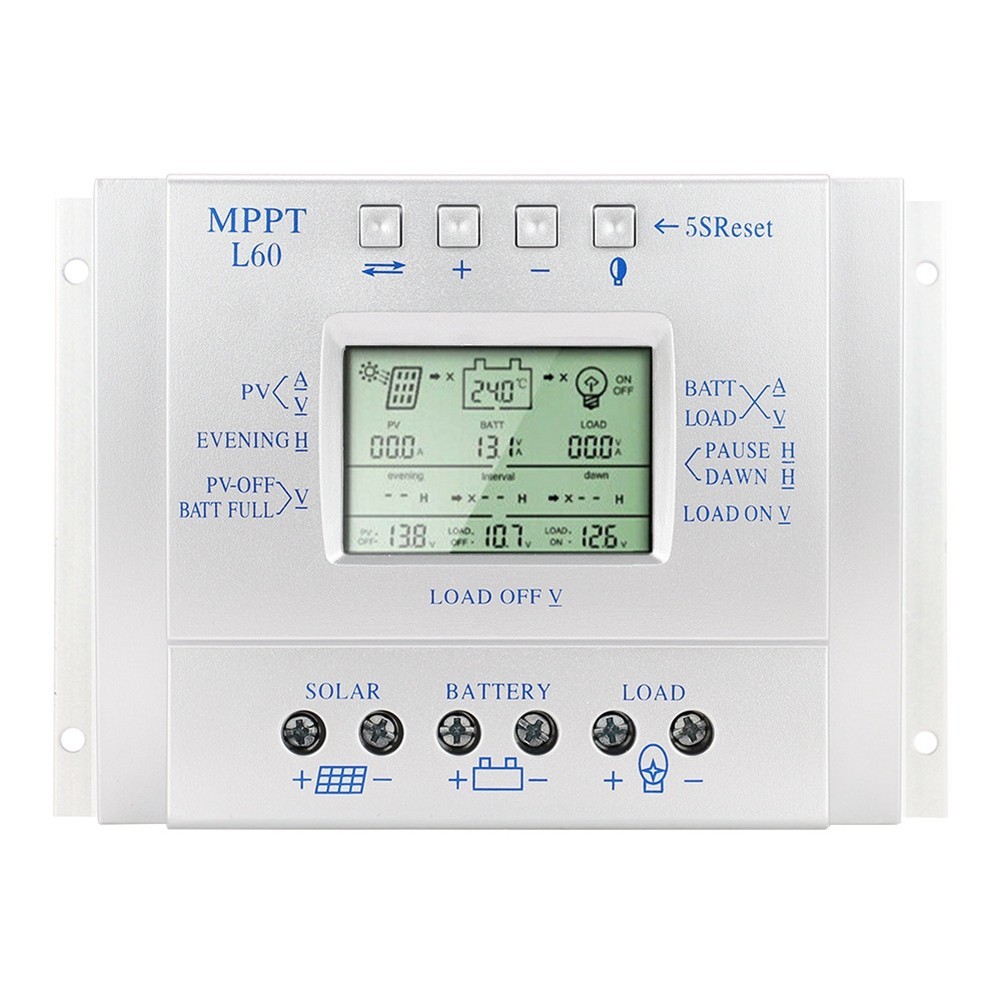 ☪60A Solar Charge Controller LCD Display Solar Regulator 12V 24V with ...