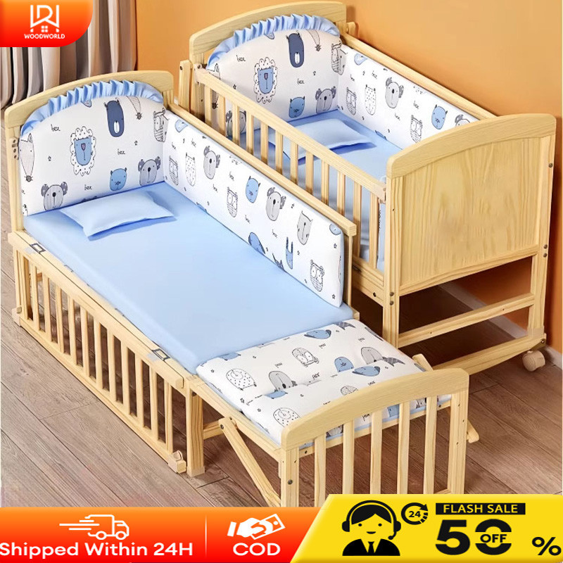 7in1 Baby Crib Solid Wood Crib For Baby Rocker Crib with Mosquito ...