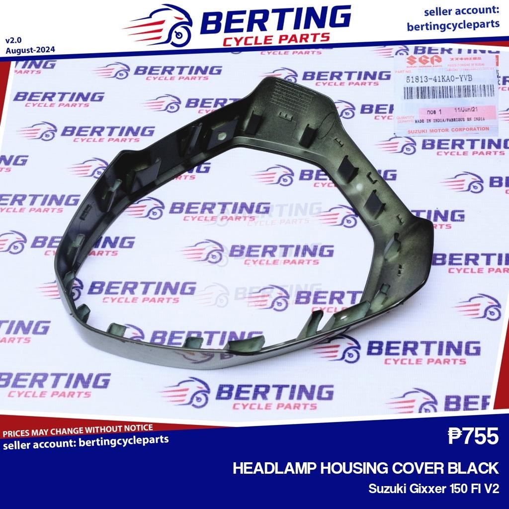 SGP HEADLAMP HOUSING COVER BLACK Suzuki Gixxer 150 FI V2 Genuine 51813 ...