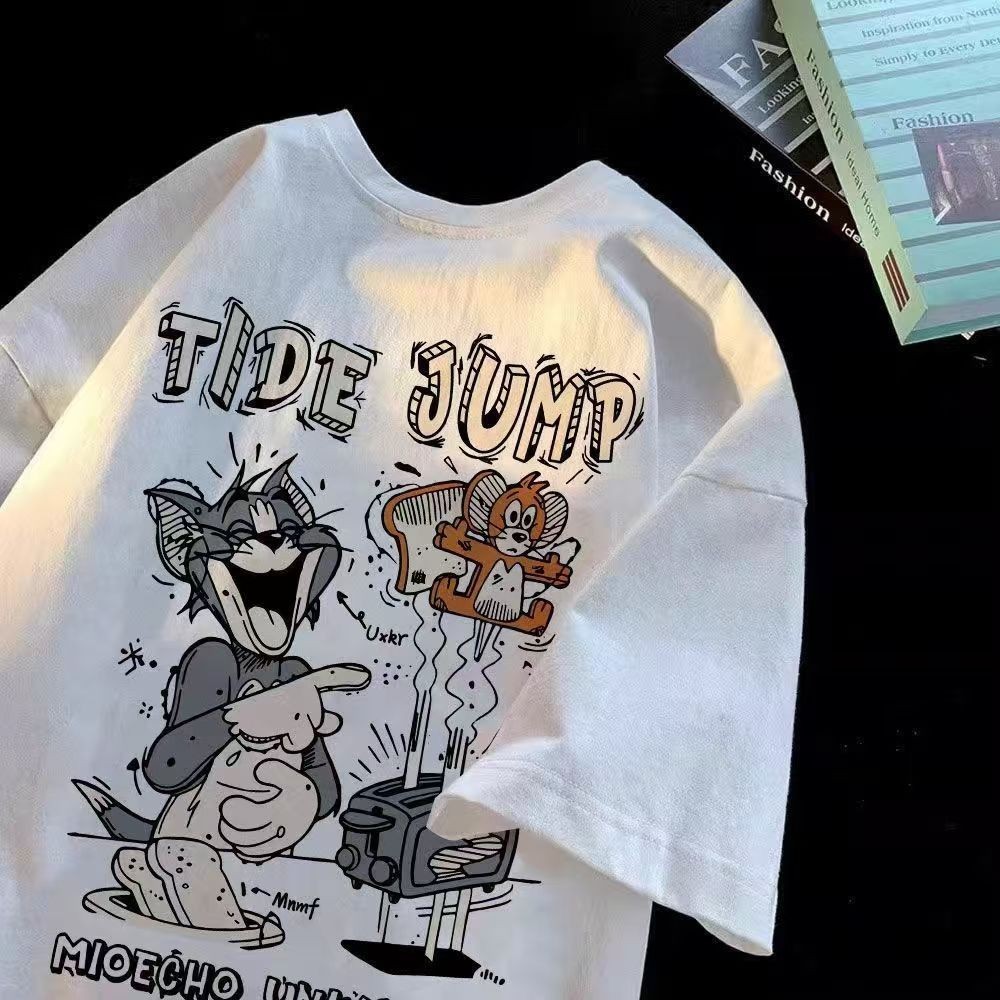 New American style short-sleeved T-shirt Tom and Jerry cartoon ...