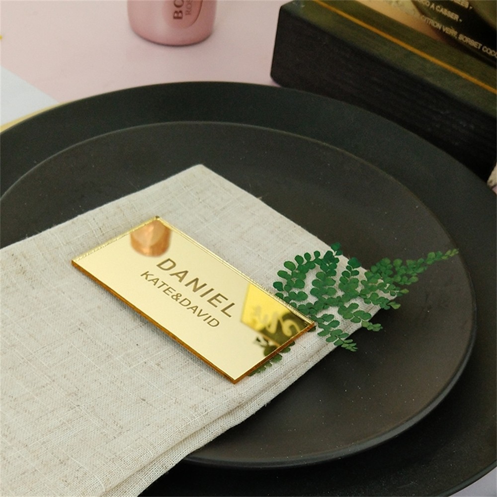 ♚Customized Wedding Guest Name Golden Acrylic Name Plate Hotel Banquet ...