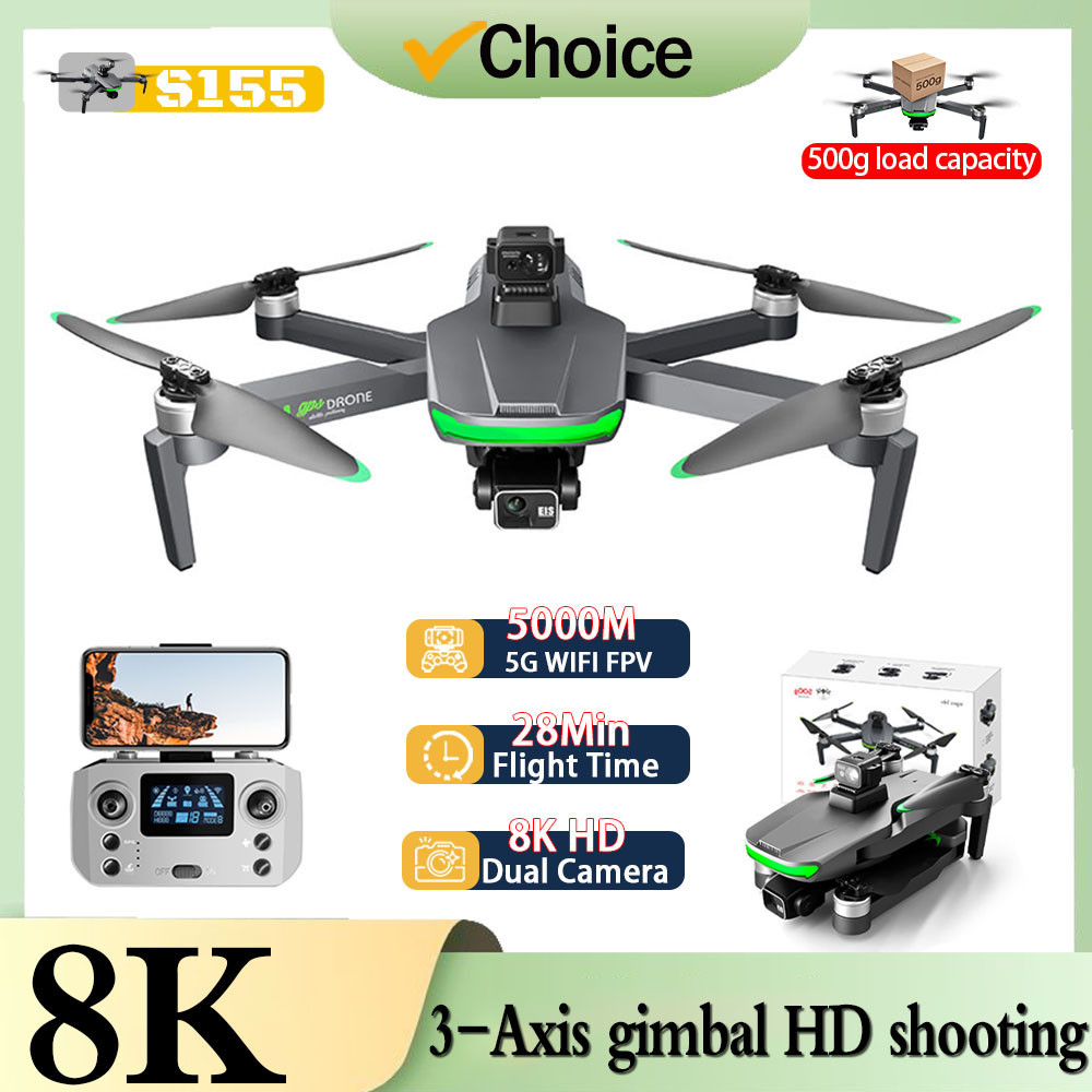 ⋌S155 Professional Drone with Camera 5KM GPS Wide Angle Brushless ...