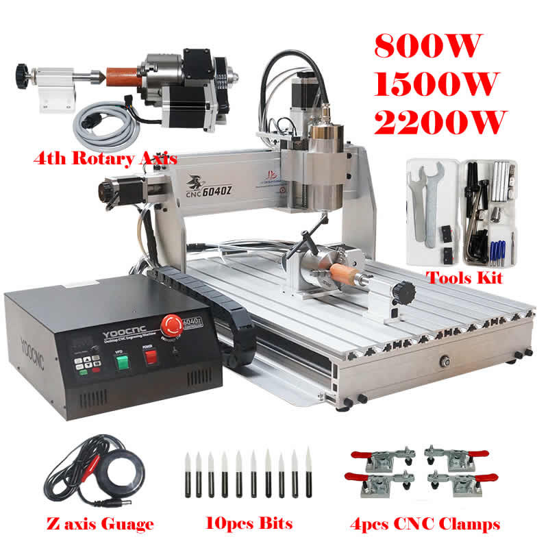 4Axis CNC 6040 2200W Milling Router Machine USB 1500W Metal Carving ...