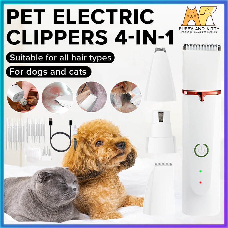 【11pcs/set】4-in-1 Multifunctional Pet Hair Clipper Dog Cat Electric ...