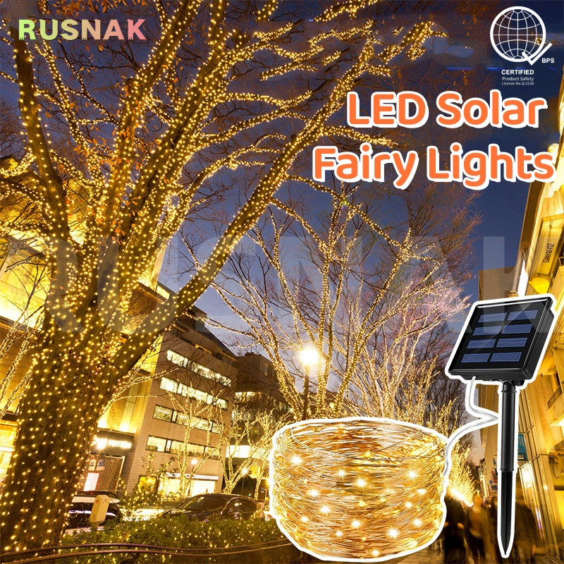 RUSNAK 22M Solar Copper Lights LED Fairy String Lamps Twinkle Starry ...